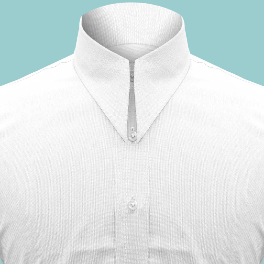 Long Pointed Collar White Men Shirt 50s, 60s, 70s Vintage Dagger Collar ...