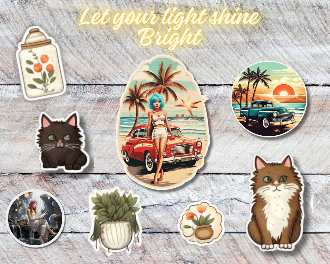 Retro Car Girl Sticker Pack - Etsy