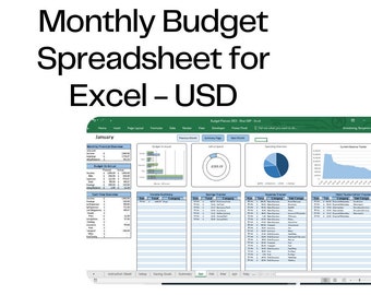 Monthly Budget Spreadsheet GBP Template for Excel, Finance Tracker ...