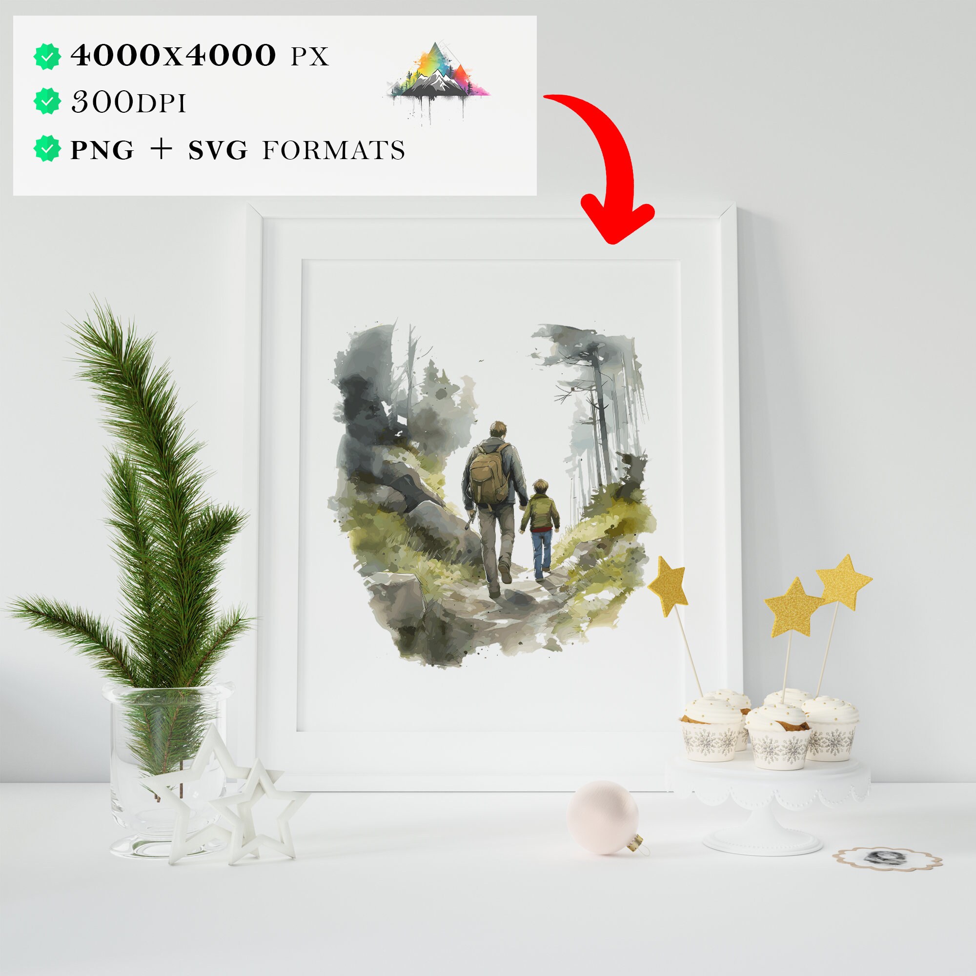 32 Father’s Day Watercolor Cliparts, Dad and Son, Fathers Day Gift ...