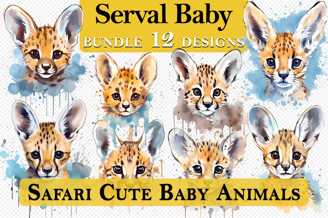 Serval Safari Watercolor Clipart Bundle, Nursery Decor (PNG SVG) - Etsy