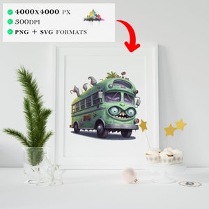 25 Haunted Bus Halloween Cute Cartoon Clipart, Spooky Graphics, Paper ...