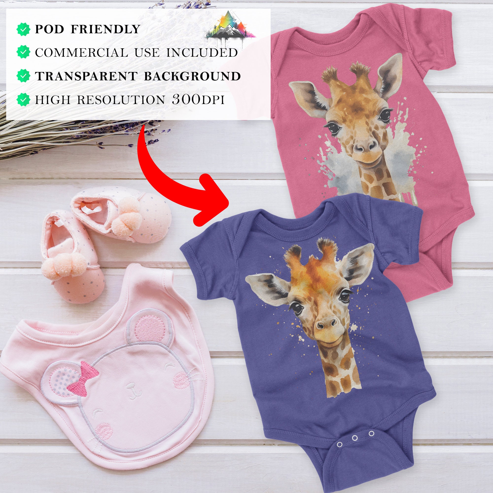 20 Giraffe Safari Watercolor Clipart Bundle Cute Animal Baby - Etsy