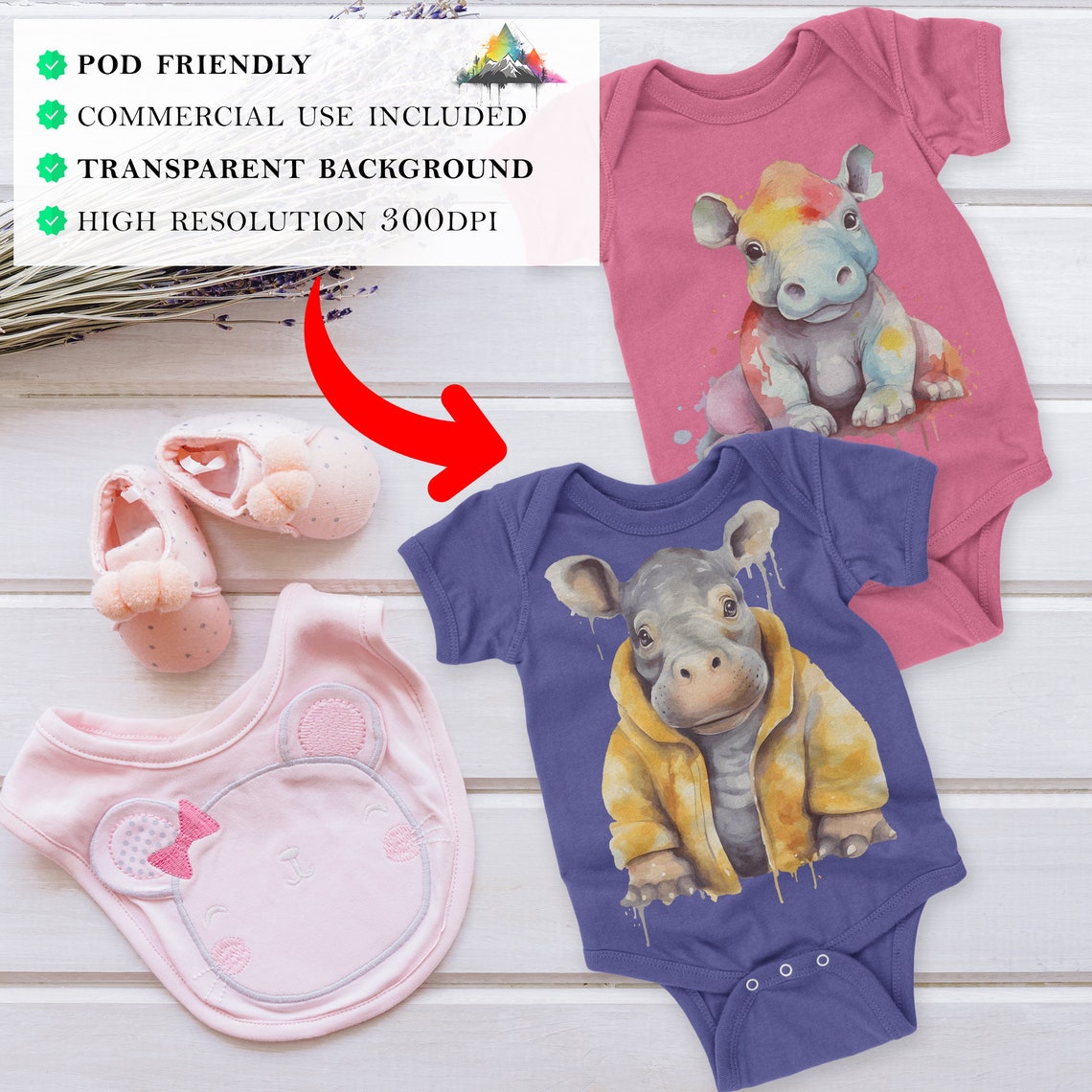 16 Hippo Safari Watercolor Clipart Bundle, Cute Animal, Baby Shower ...