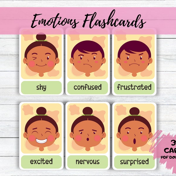 Emotions Flashcards - Etsy