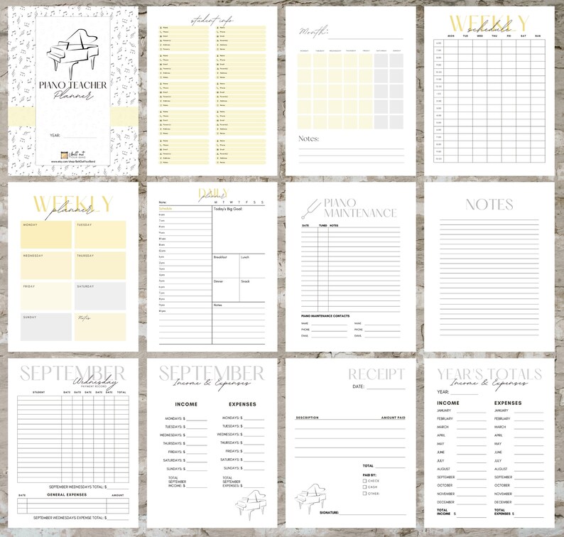 Piano Teacher Printable Planner - Etsy