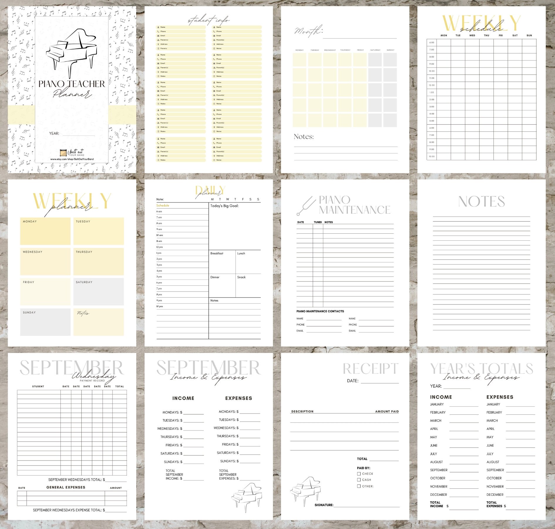 Piano Teacher Printable Planner - Etsy