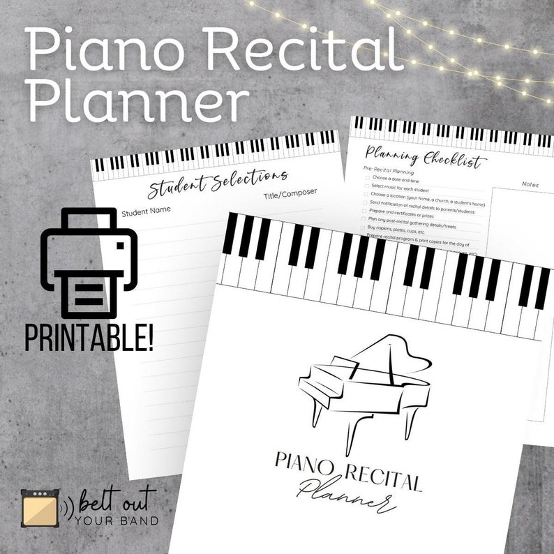 Printable Piano Recital Planner - Editable - Etsy