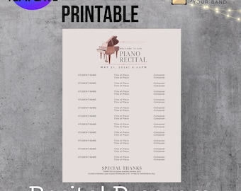 Piano Recital Program - Canva Template - Etsy