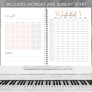 Piano Teacher Printable Planner - Pink Floral | Daily, Weekly, Monthly ...