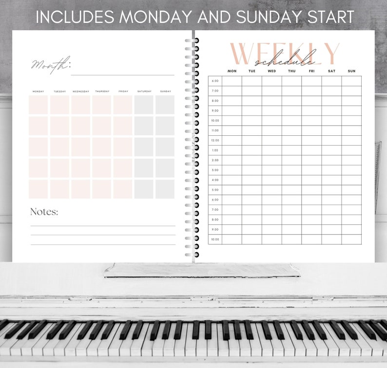 Piano Teacher Printable Planner - Pink Floral | Daily, Weekly, Monthly ...