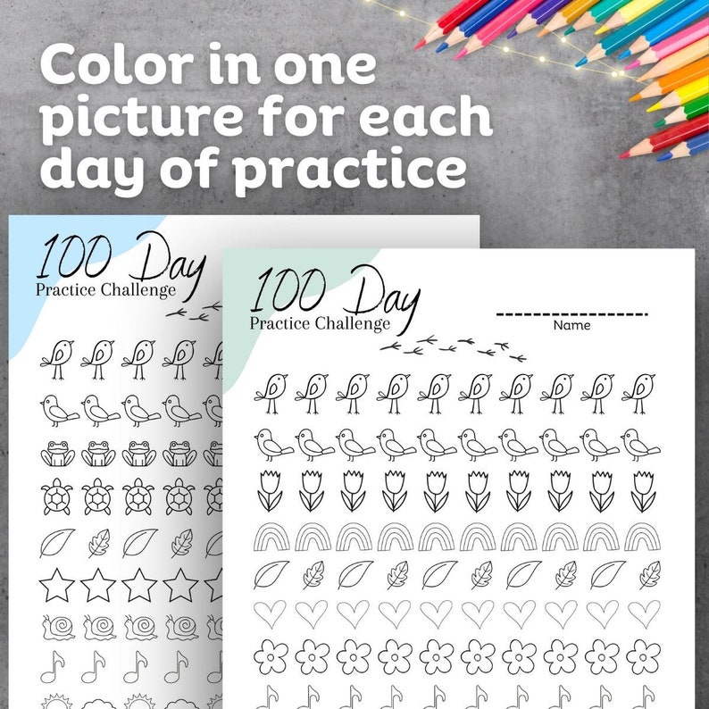 Printable Practice Challenge Sheets - 30, 100, and 120 Day Challenges ...