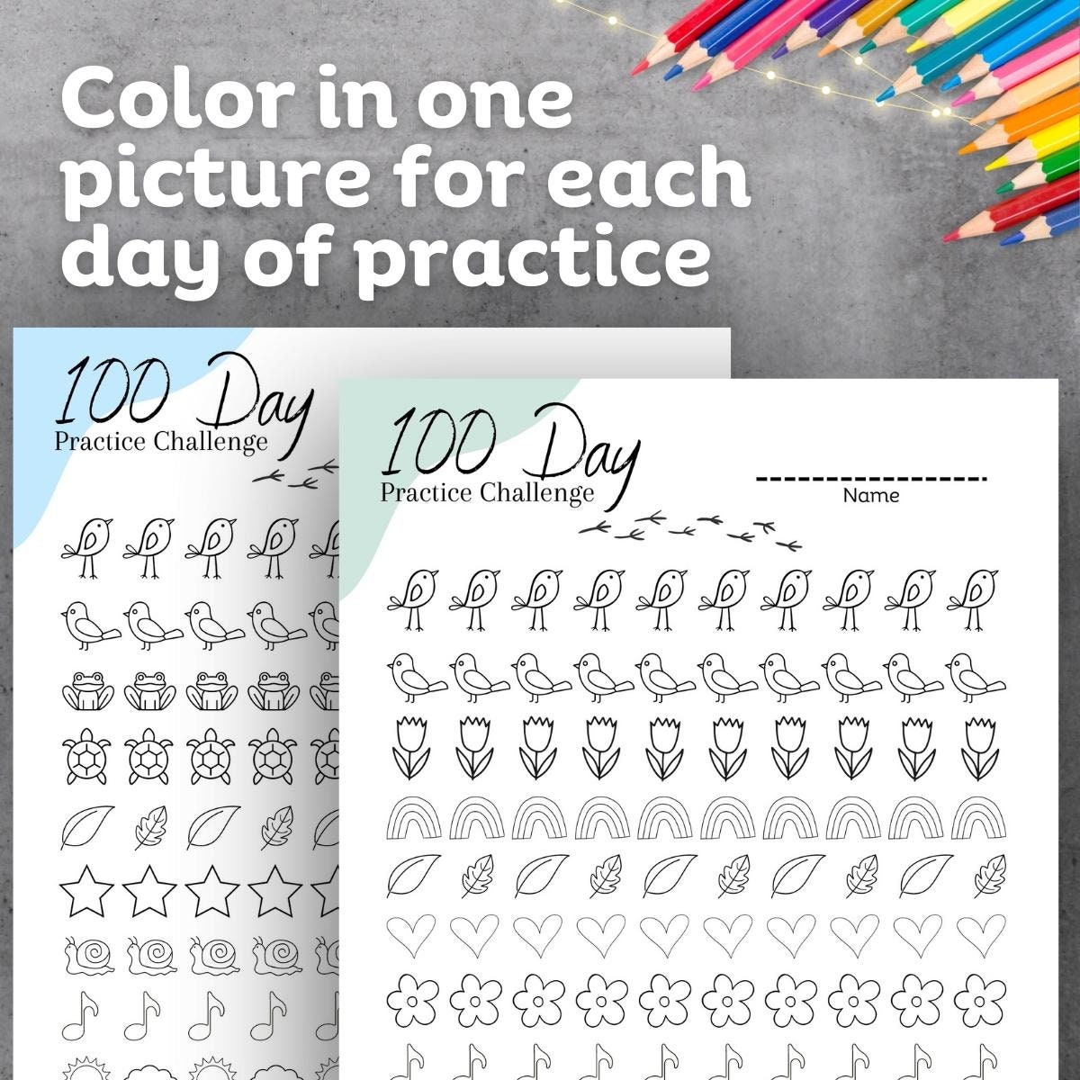 Printable Practice Challenge Sheets - 30, 100, and 120 Day Challenges ...
