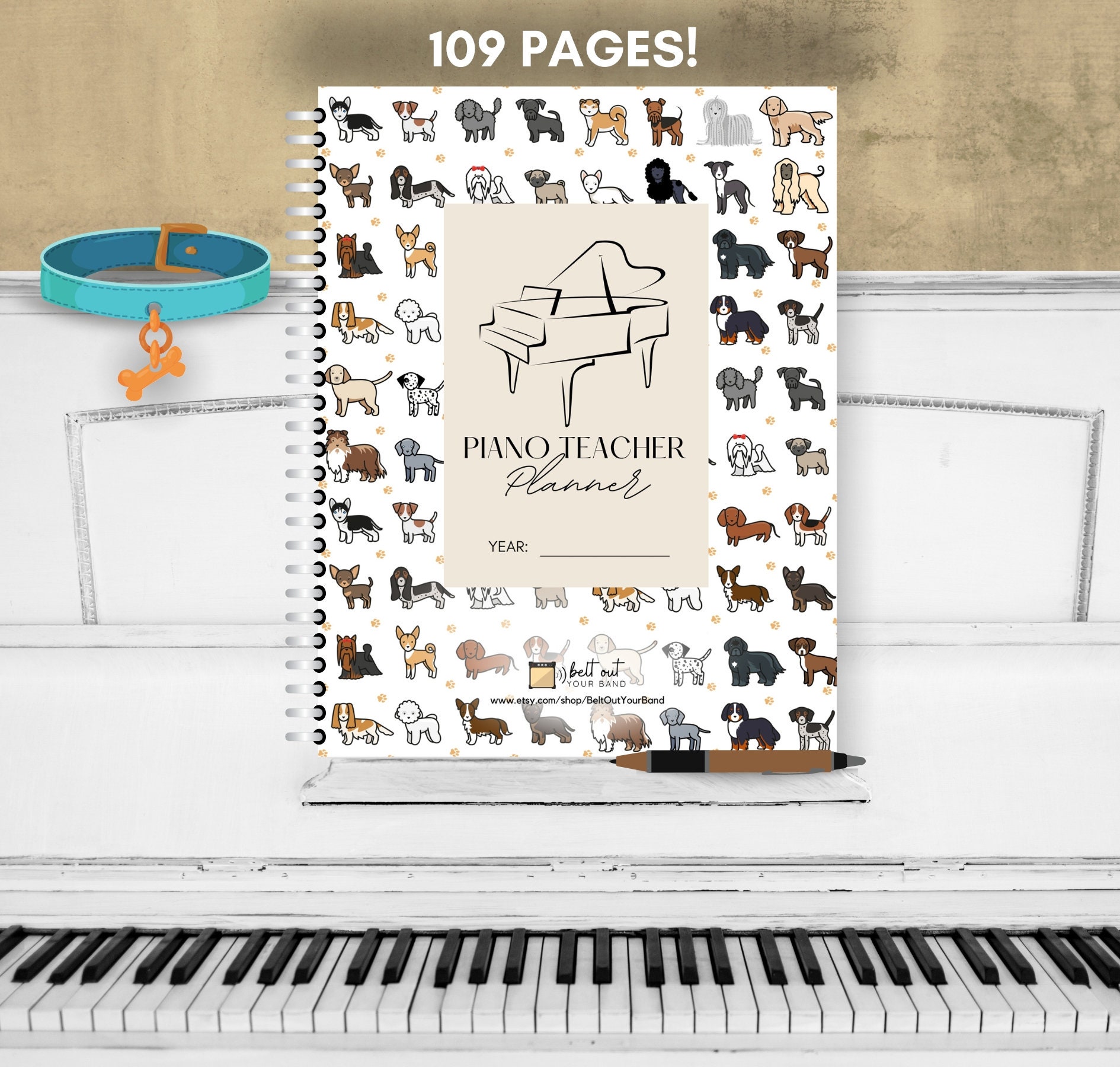 Piano Teacher Printable Planner - Pups - Etsy