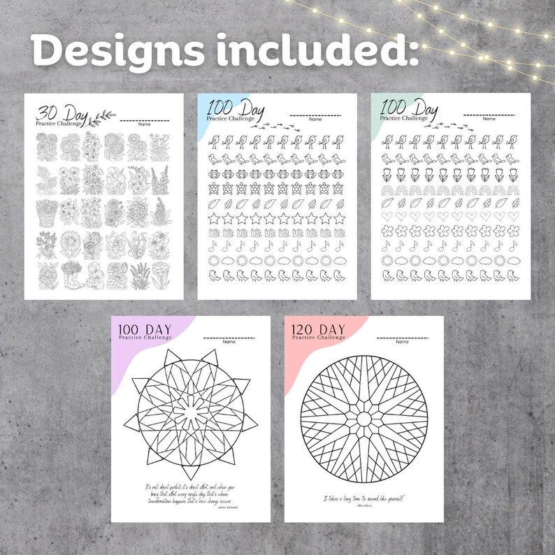 Printable Practice Challenge Sheets - 30, 100, and 120 Day Challenges ...