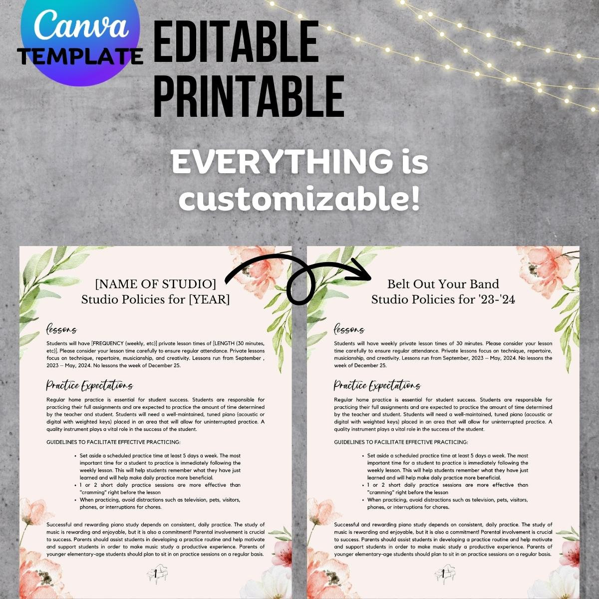 Studio Policy Templates 4 Designs Canva Template, Fully Editable ...