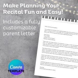 Printable Piano Recital Planner - Editable - Etsy