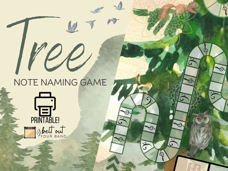 Tree Note Naming Music Printable Game for Piano Lessons, Group or ...