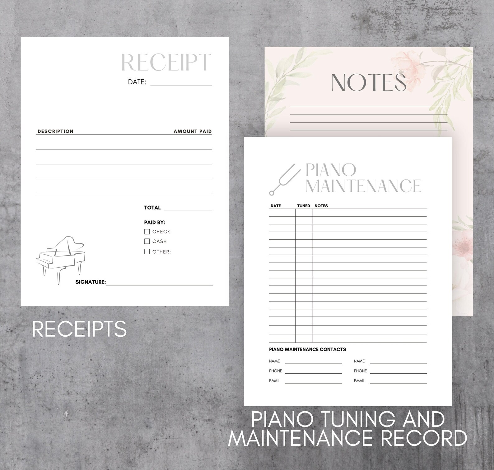 Piano Teacher Printable Planner - Pink Floral | Daily, Weekly, Monthly ...