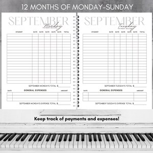 Piano Teacher Printable Planner - Pink Floral | Daily, Weekly, Monthly ...
