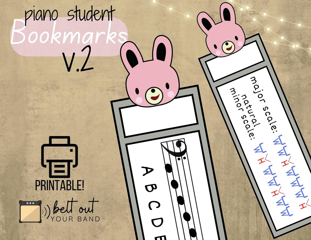 VERSION 2: Printable Piano Student Bookmarks - Etsy