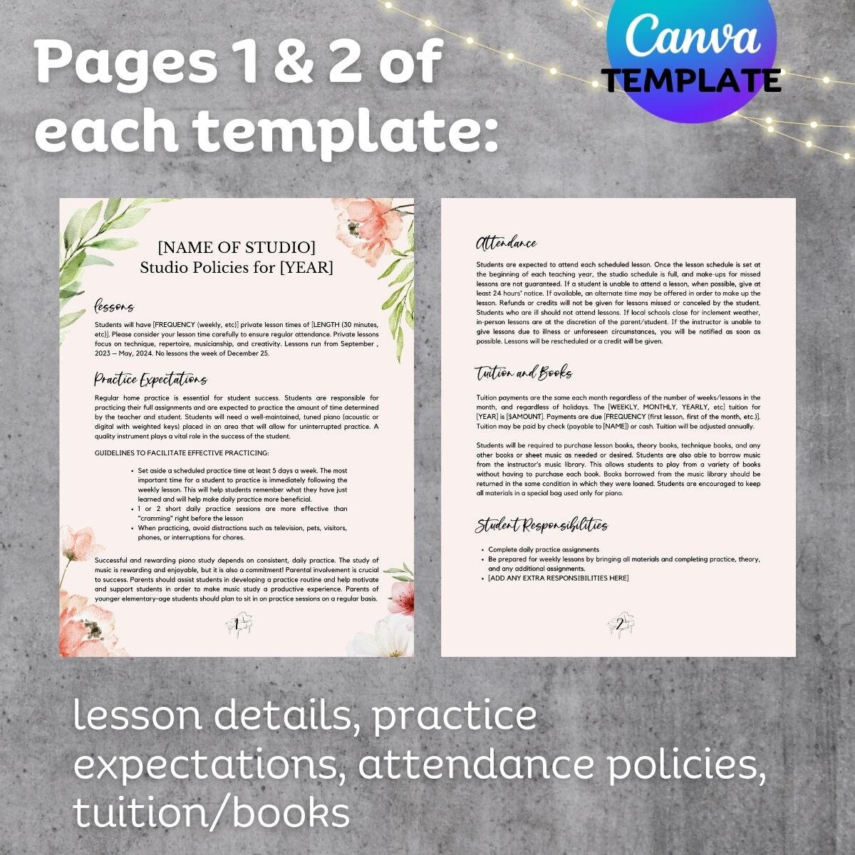 Studio Policy Templates 4 Designs Canva Template, Fully Editable ...