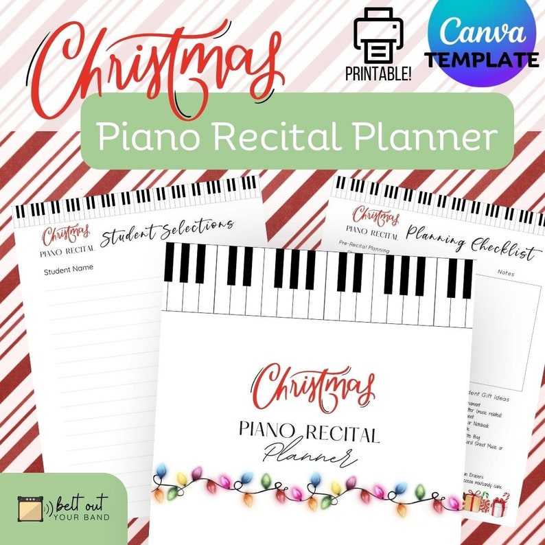 Printable CHRISTMAS Piano Recital Planner - Fully Editable Canva ...