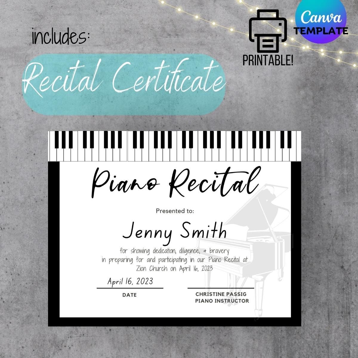 Recital Printable Bundle: Recital Planner, Student Checklist, Program ...