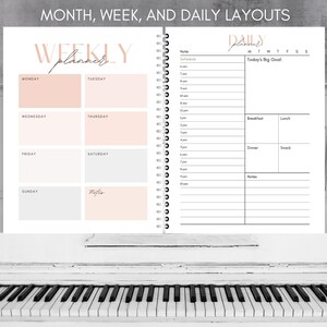 Piano Teacher Printable Planner - Pink Floral | Daily, Weekly, Monthly ...