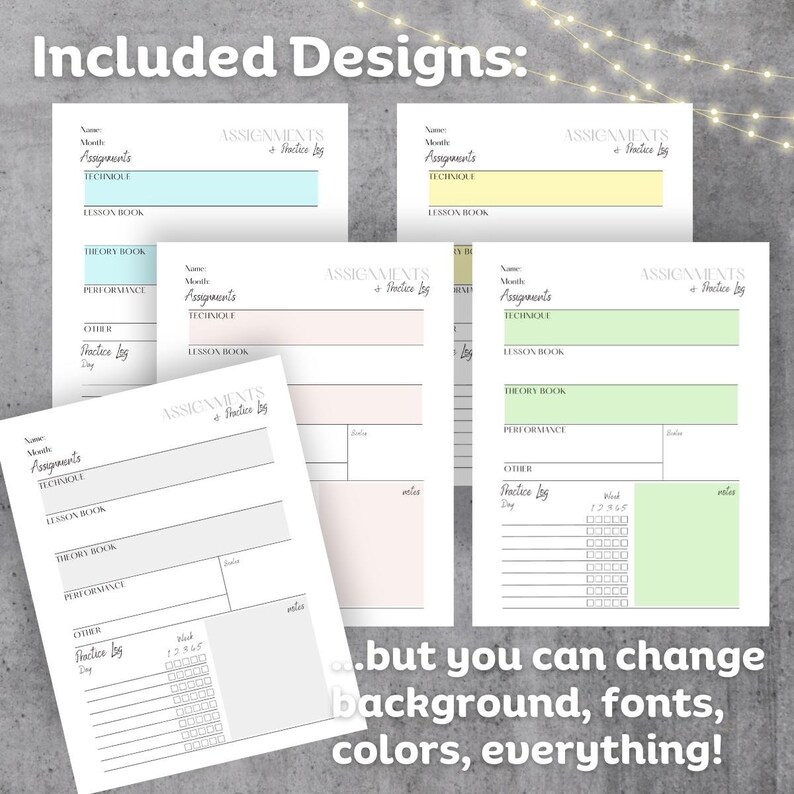 Monthly Piano Lesson Assignment Sheet, Printable, Editable Template ...
