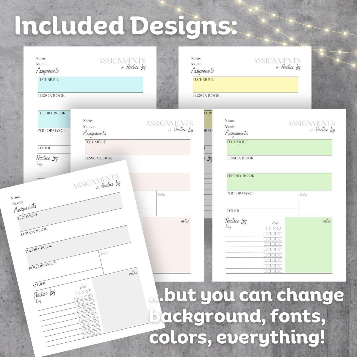 Monthly Piano Lesson Assignment Sheet, Printable, Editable Template ...