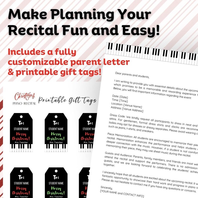 Printable CHRISTMAS Piano Recital Planner - Fully Editable Canva ...