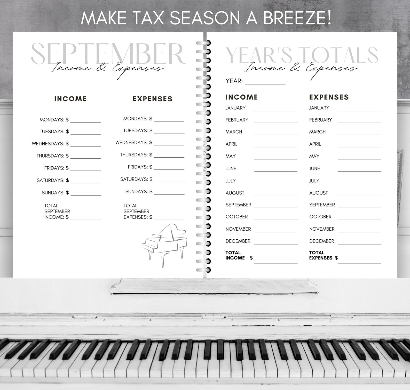 Piano Teacher Printable Planner - Pink Floral | Daily, Weekly, Monthly ...