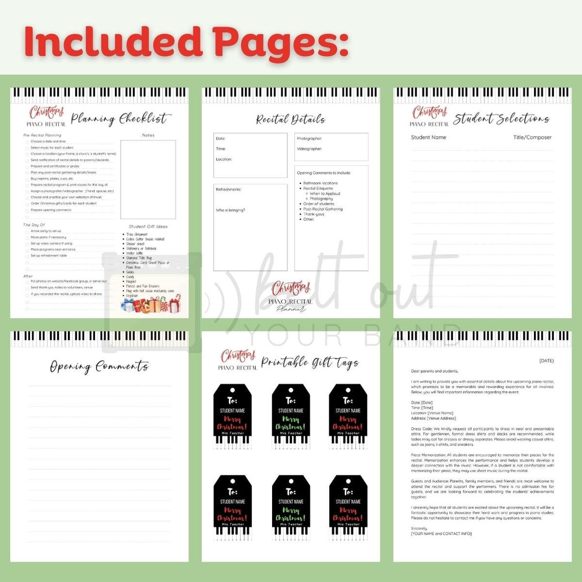 Printable CHRISTMAS Piano Recital Planner - Fully Editable Canva ...