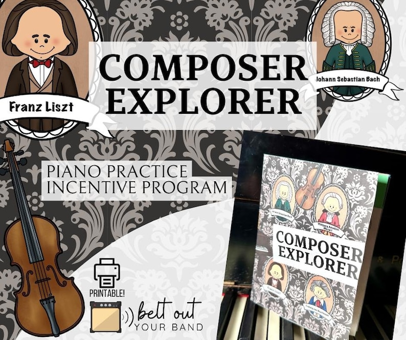 Piano Lesson Practice Incentive Program: Composer Explorer | Printable ...