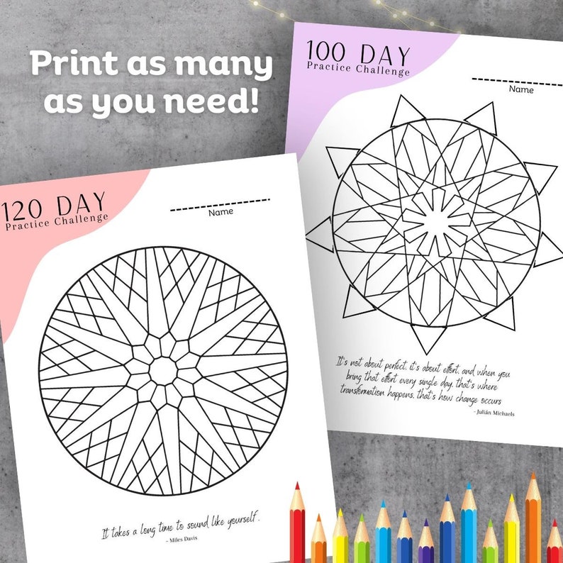 Printable Practice Challenge Sheets - 30, 100, and 120 Day Challenges ...