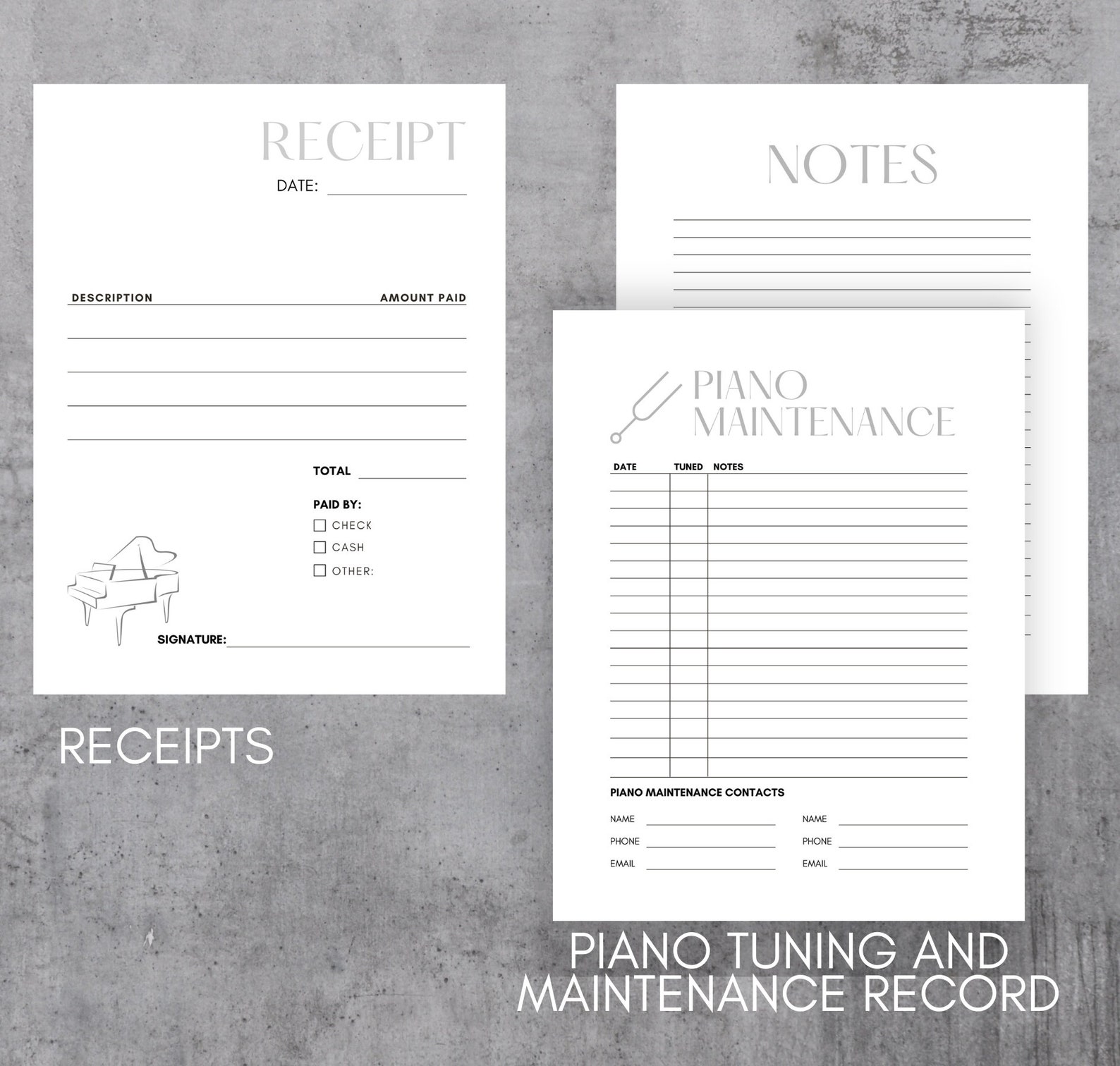 Piano Teacher Printable Planner - Minimalist - Etsy
