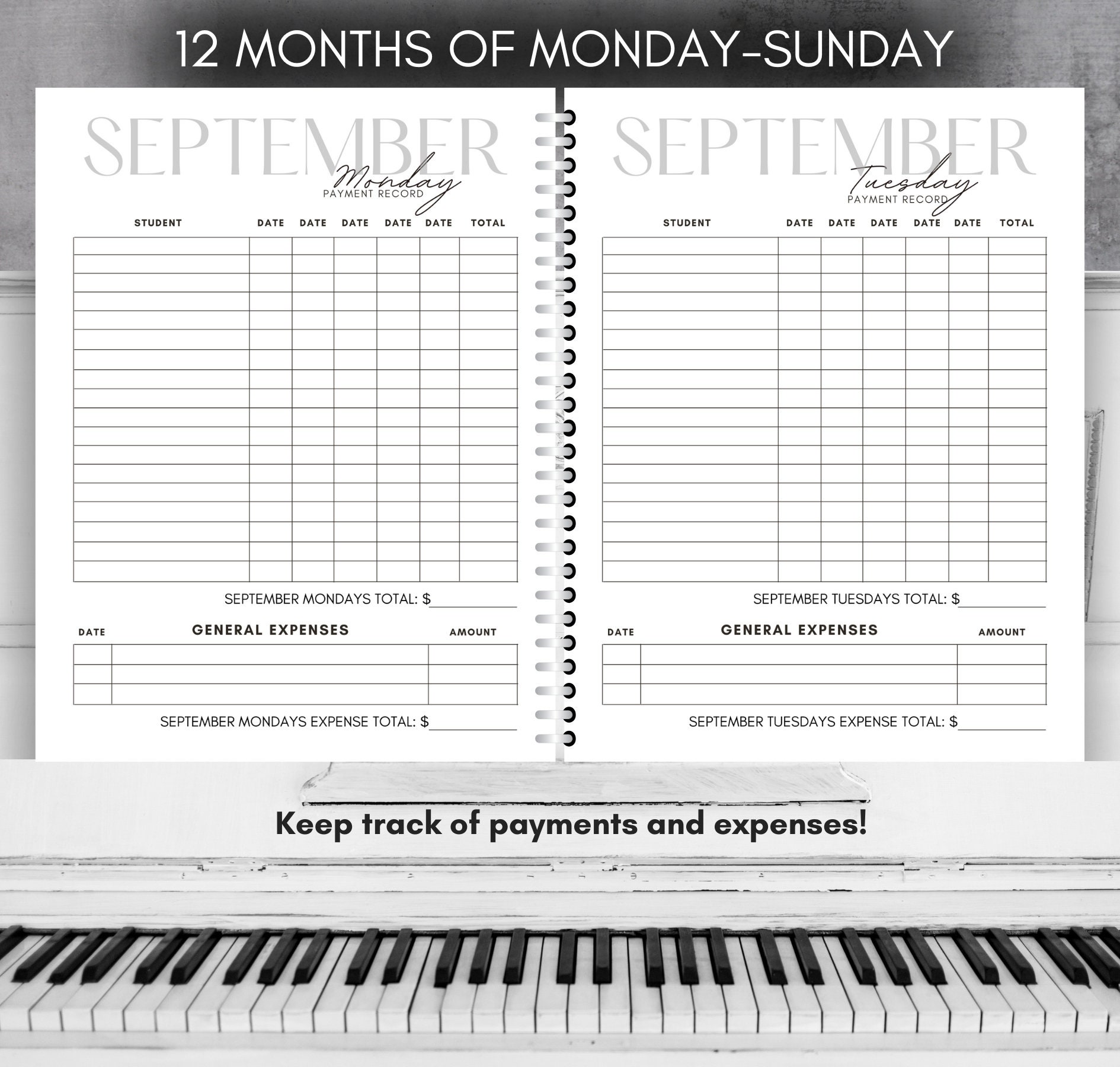 Piano Teacher Printable Planner - Minimalist - Etsy