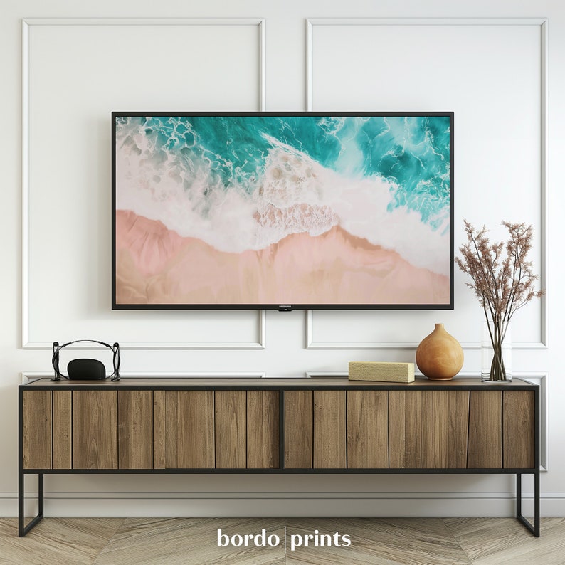 Samsung Frame TV Art Minimalist Summer Beach Coastal Waves, Tropical ...
