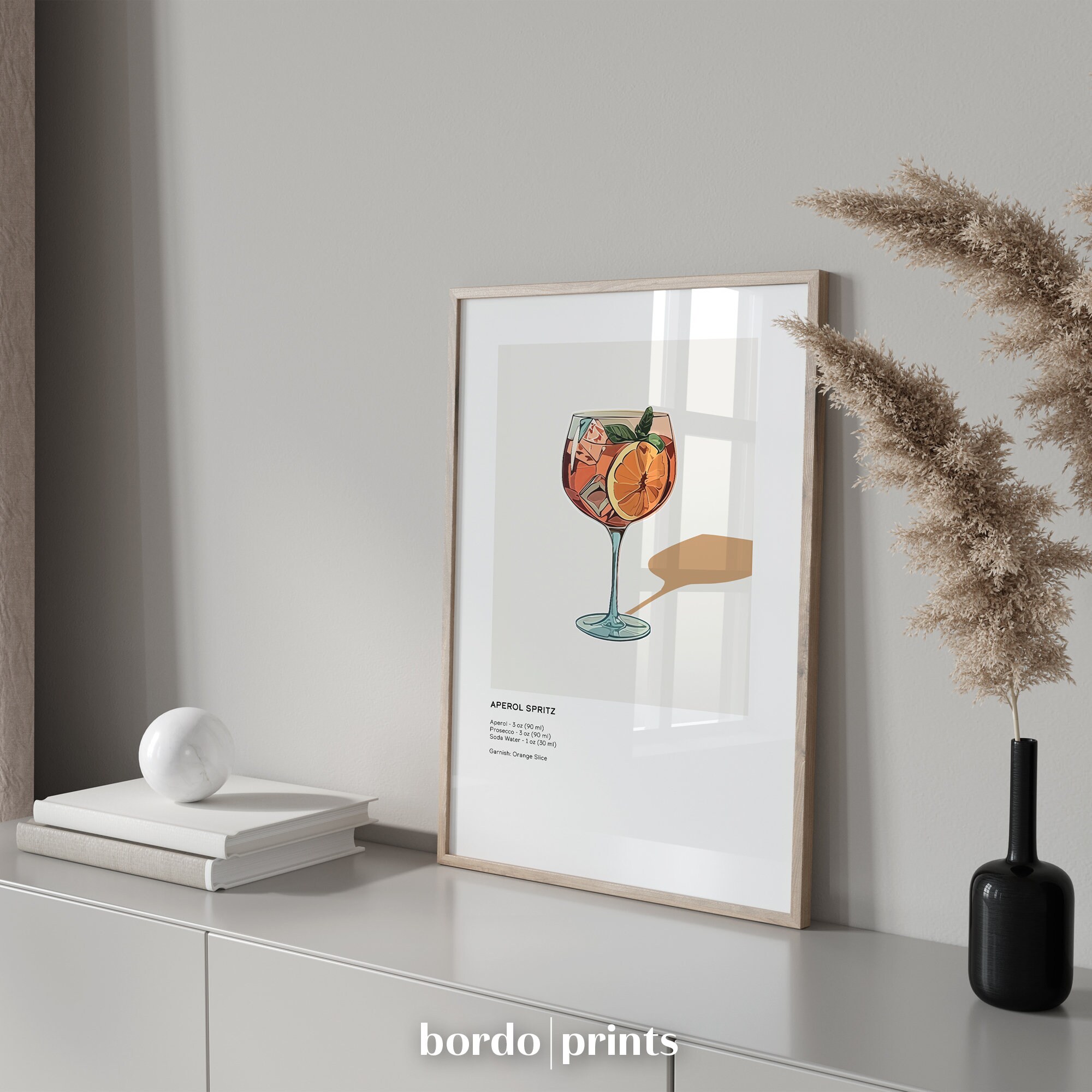 Aperol Spritz Cocktail Print | Signature Drink Sign Recipe Poster | Mid ...