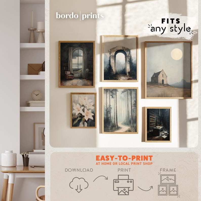 Vintage Moody Prints | Dark Academia Decor | Fall Hosting Decor Rustic ...