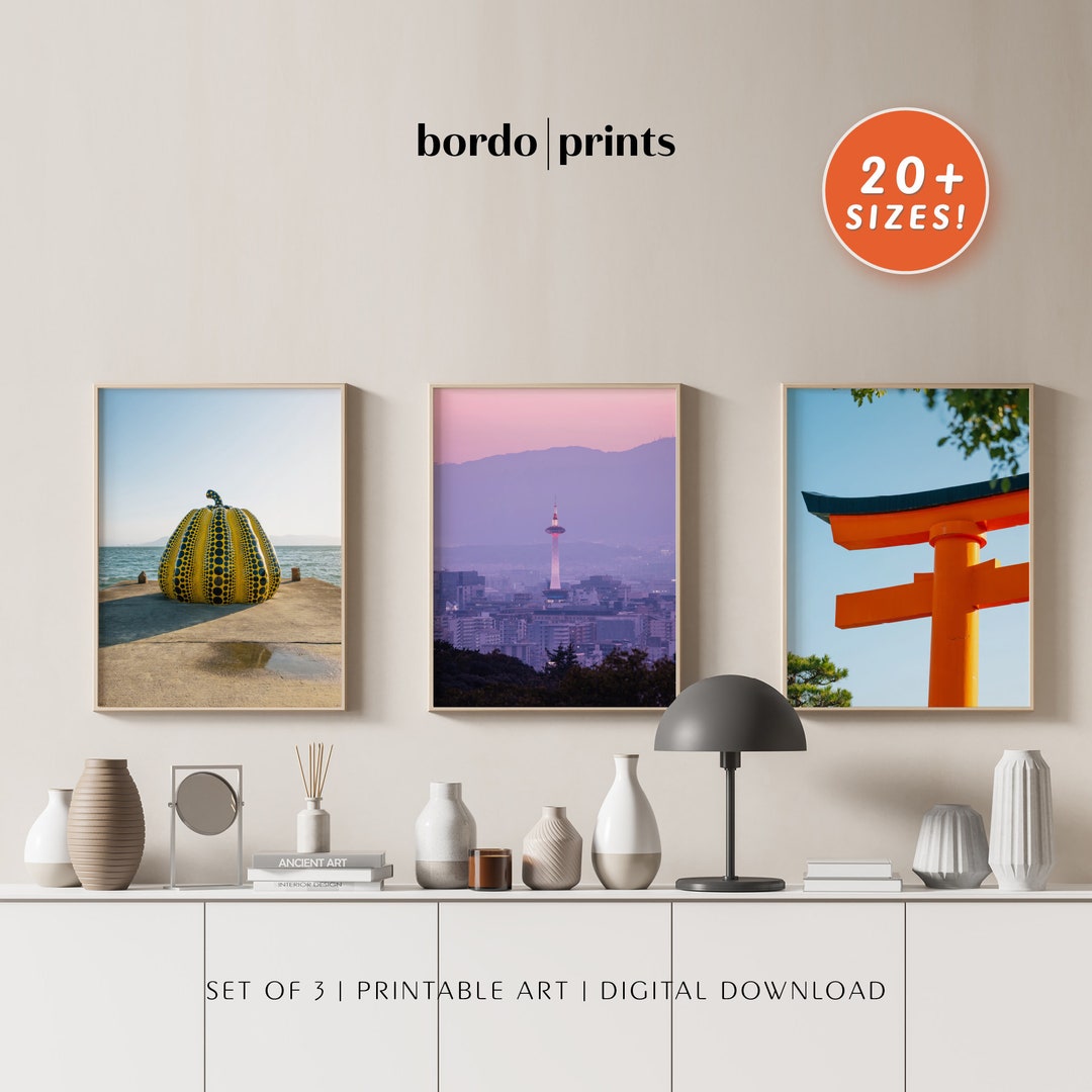 Set of 3 Printable Wall Art Yayoi Kusama Yellow Pumpkin Print Kyoto ...