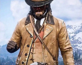 Red Dead Redemption Arthur Morgan Wax Tan Leather Costume Jacket - Etsy