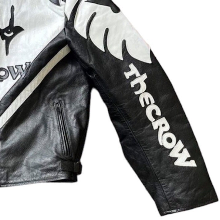 70s THE CROW Halloween Cafe Racer Black & White Streetwear Style Biker ...