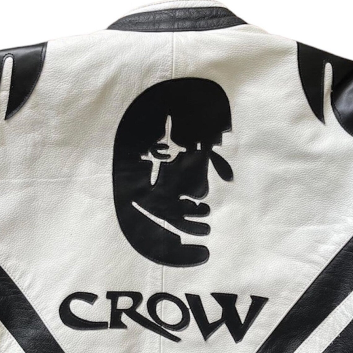 70s THE CROW Halloween Cafe Racer Black & White Streetwear Style Biker ...