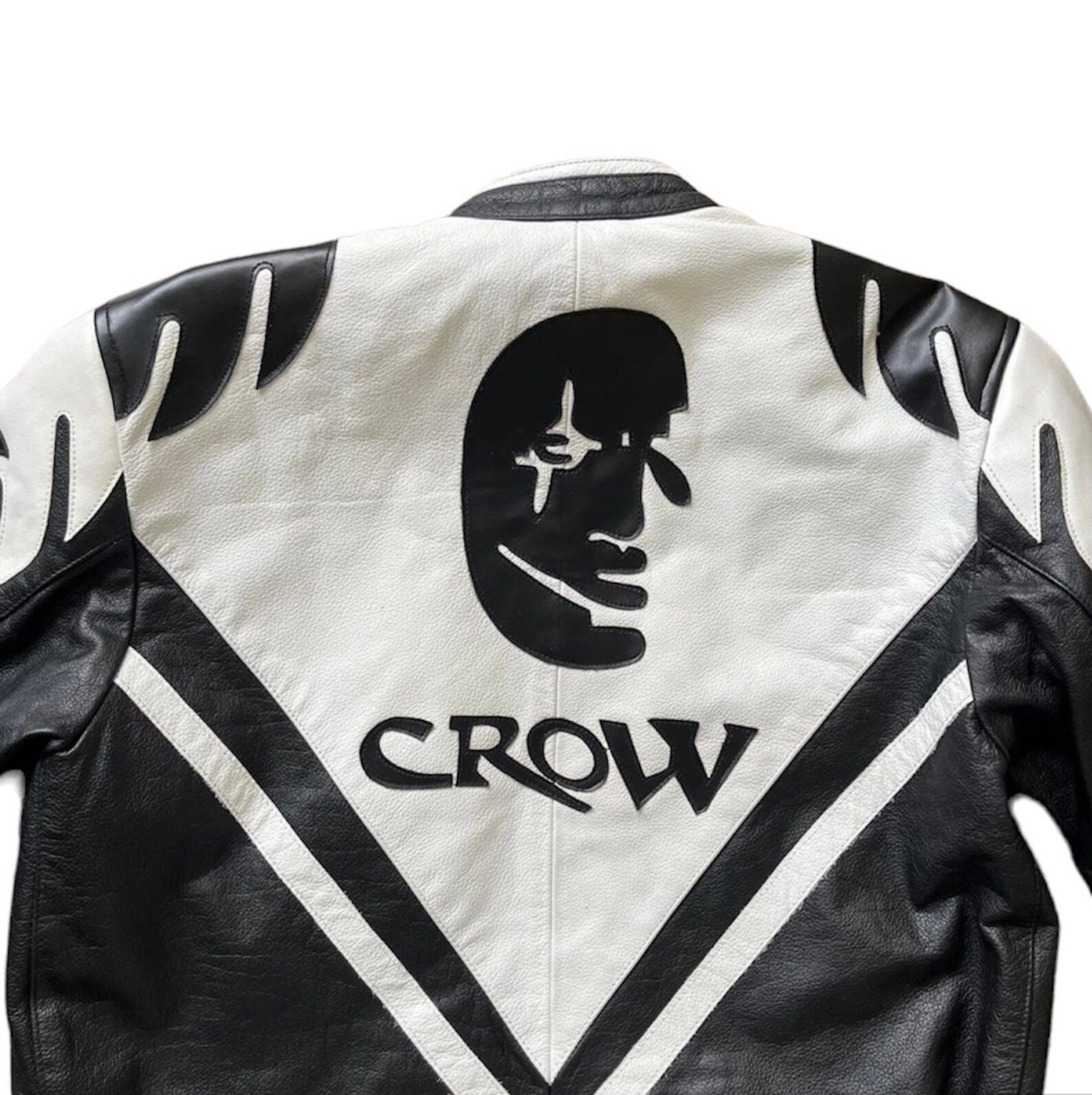 70s THE CROW Halloween Cafe Racer Black & White Streetwear Style Biker ...