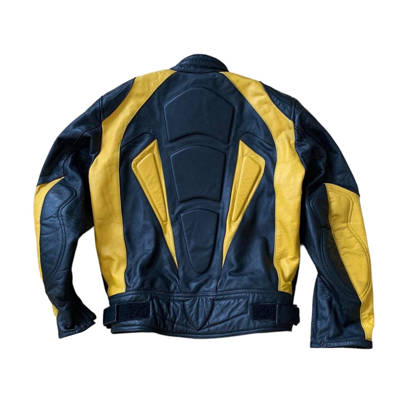 70s Cafe Racer Motorcycle Jacket Black & Yellow Streetwear Moto Biker ...