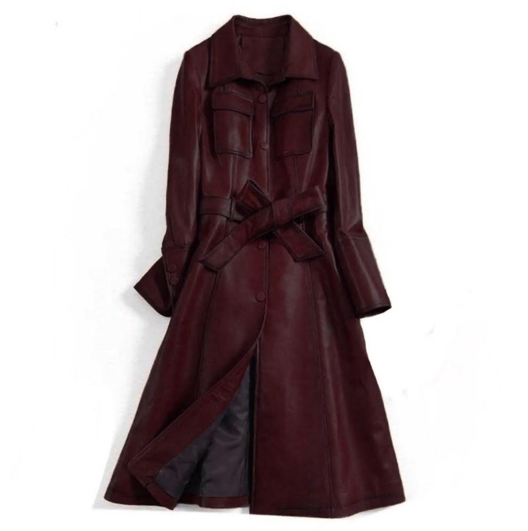 Italian Classic Military Maroon Overcoat Button, Belt Handmade Wax Real ...