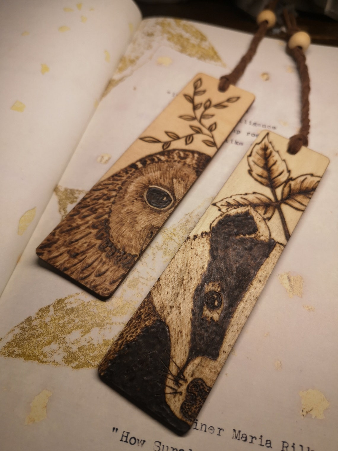 Woodland Animal Wooden Bookmark Badger Fox Stoat Owl - Etsy UK