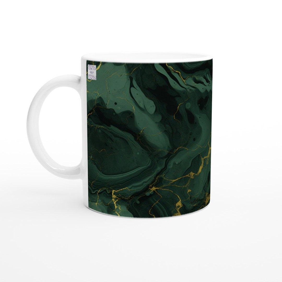 Emerald Green Marble Mug | Marble Print Coffee Cup | Elegant Tea Cup ...